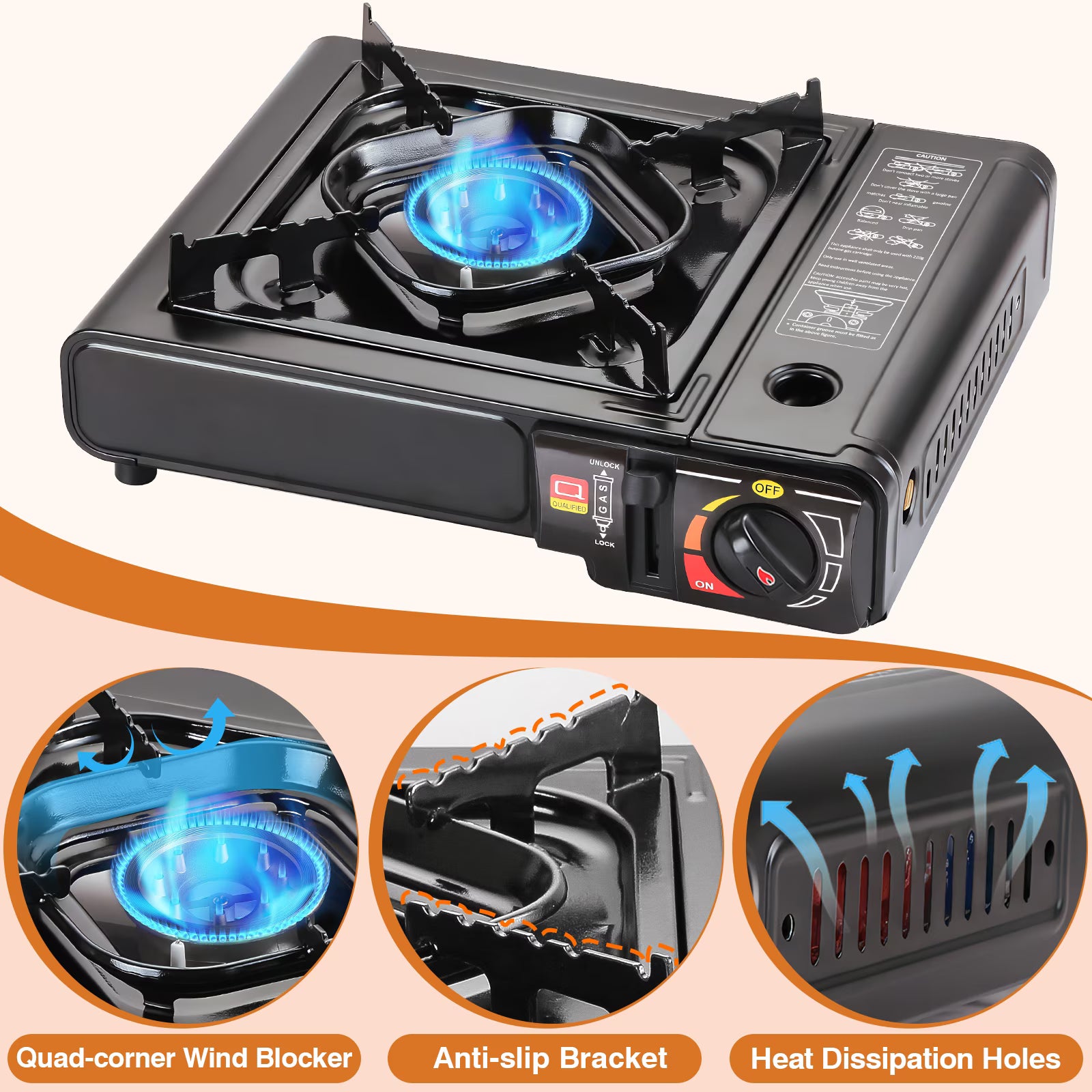 SIXDAY Portable Dual Fuel Camping Stove, 10,000 BTU Butane & Propane S ...